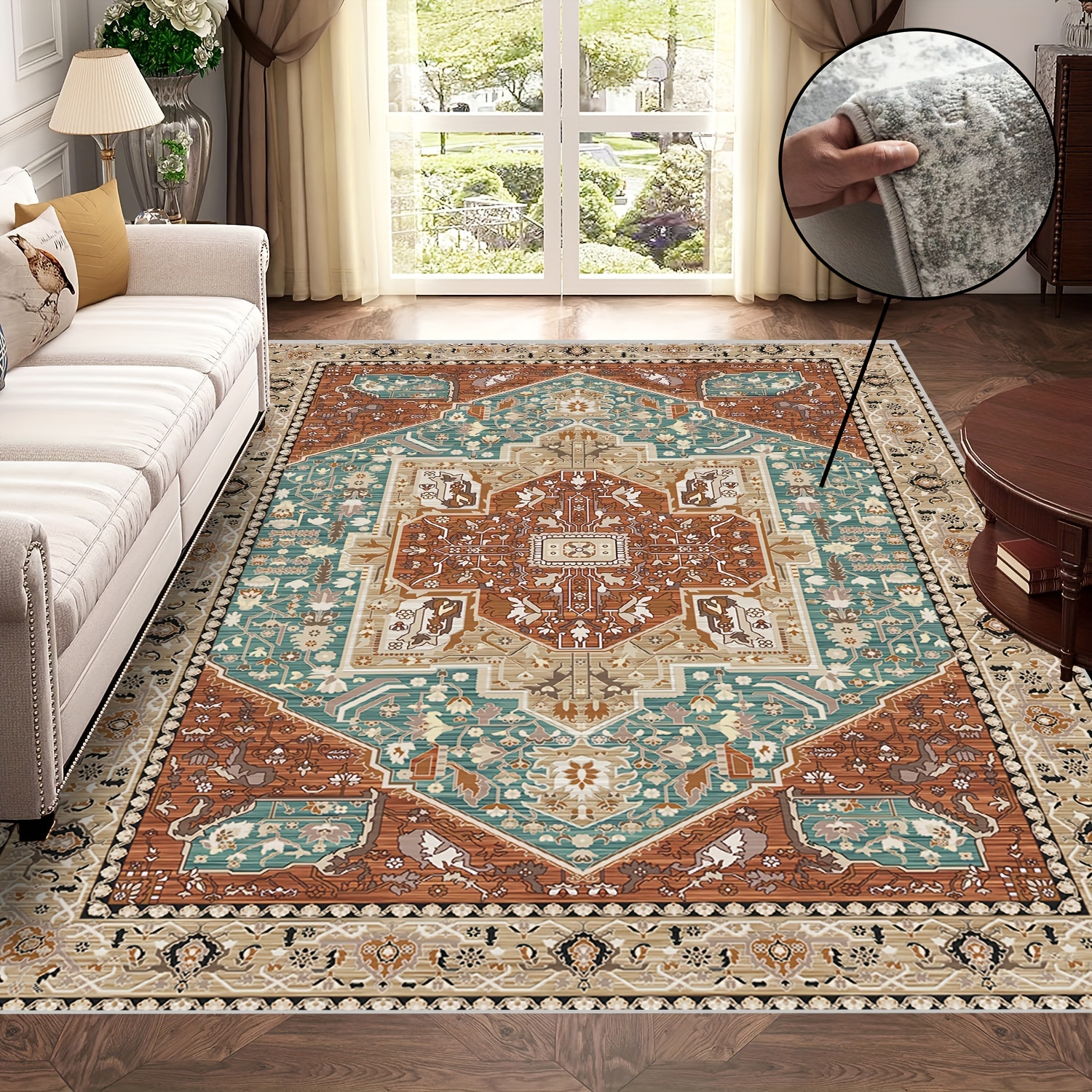 Imitation Cashmere Vintage Bohemian Pattern Carpet Rug - Temu