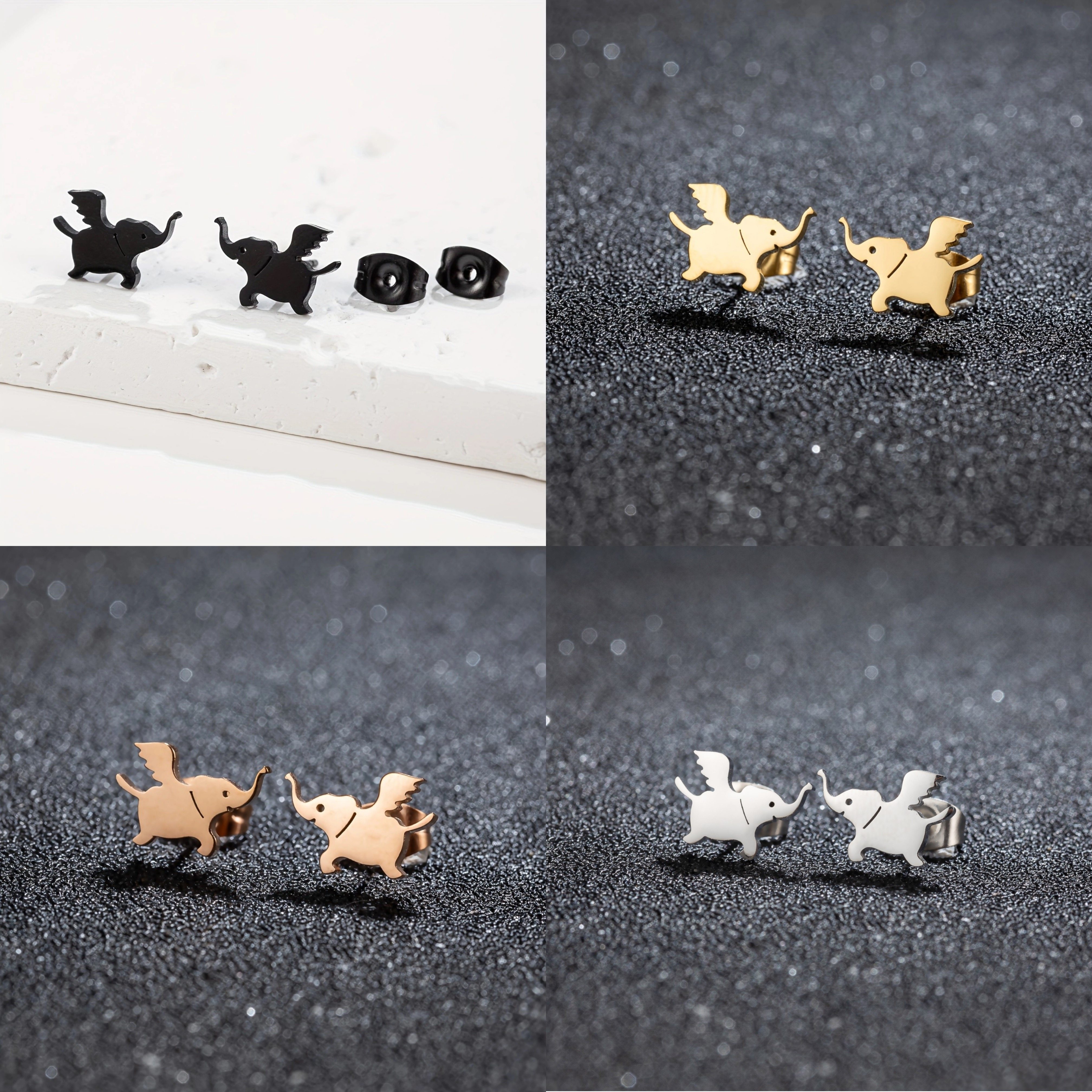 Cartoon Cute Flying Elephant Design Stud Earrings Birthday - Temu ...