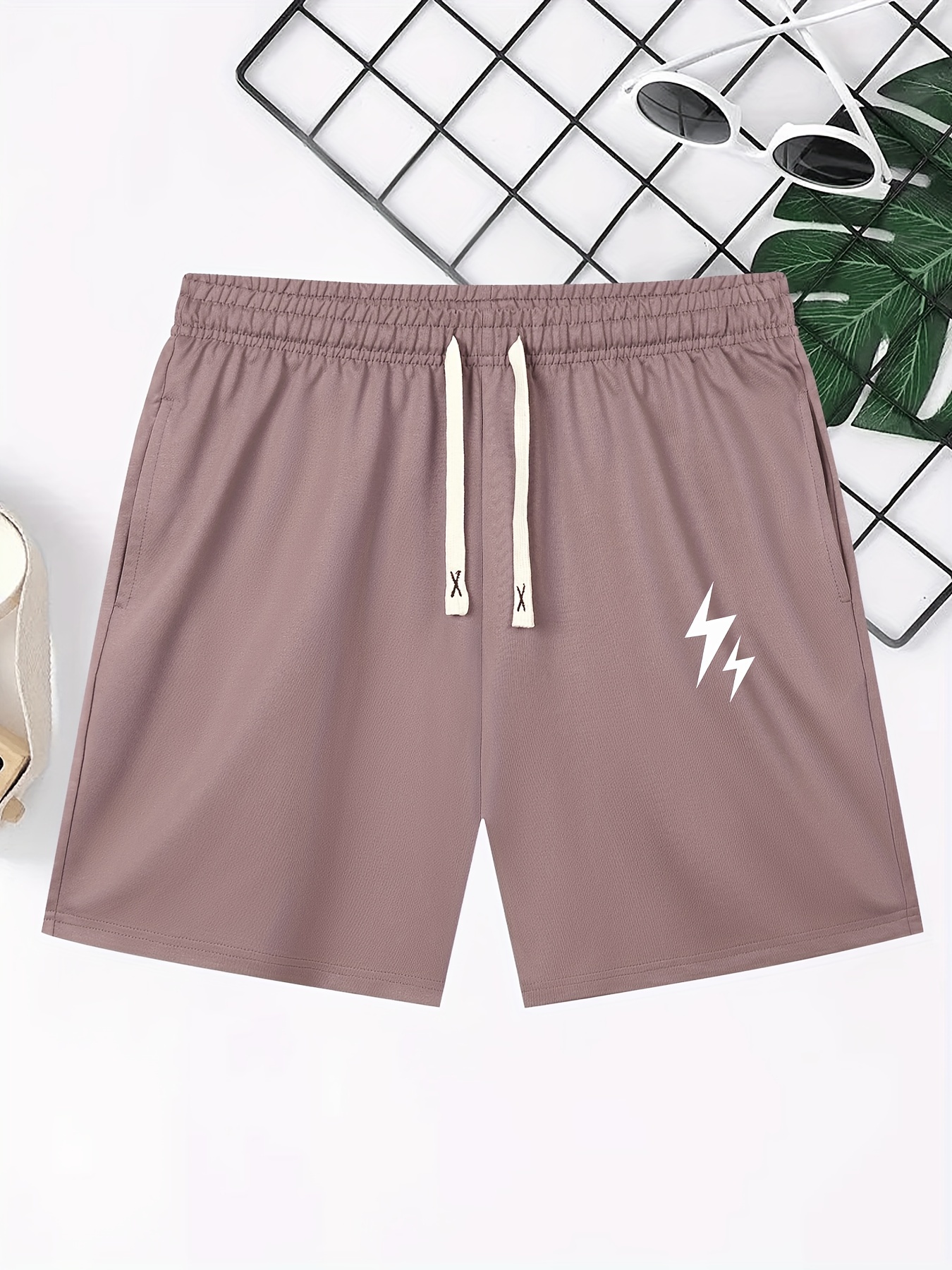 Men's Plus Size Streetwear Shorts Lightnning Pattern Print - Temu Australia