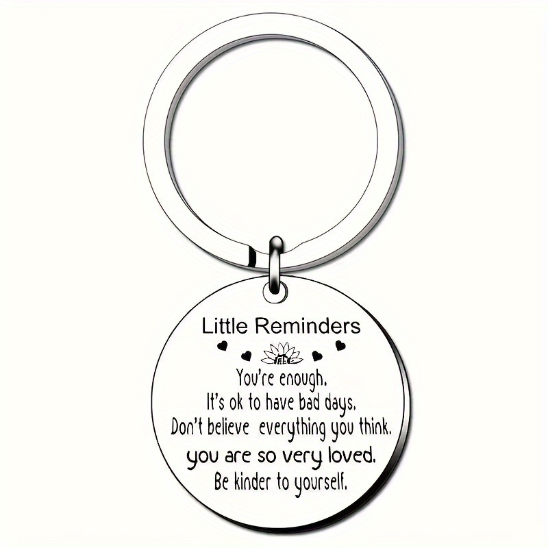 1pc Simple Sweet Inspirational Round Keychain Stainless Steel For Bags ...