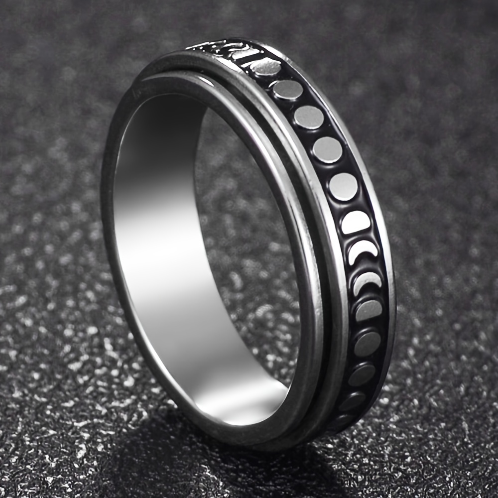 Star Moon Rotatable Ring, Fashion Simple Silvery Ring For Men, Fashion ...