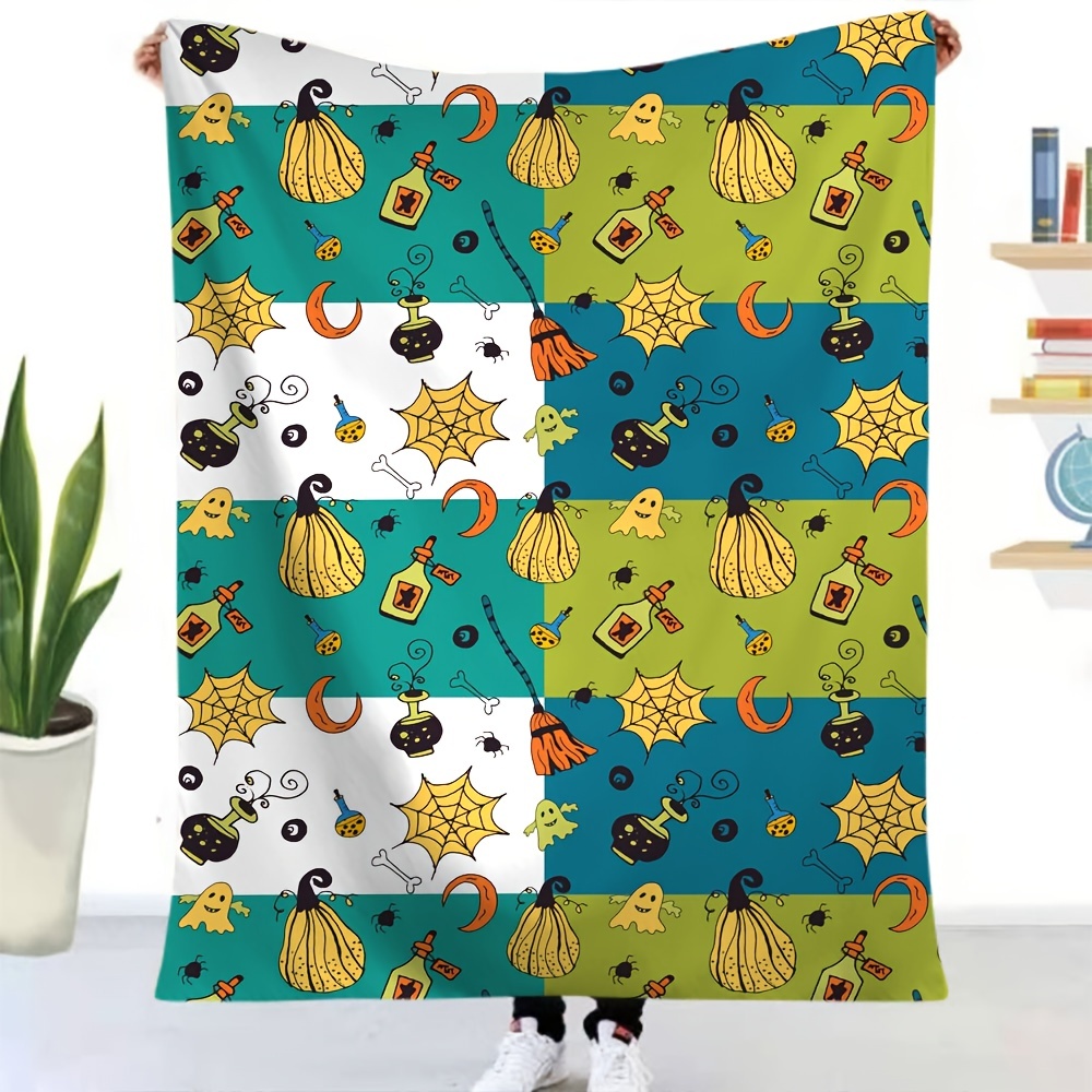 Halloween Theme Flannel Blanket Spider Web Pumpkin Ghost - Temu Norway