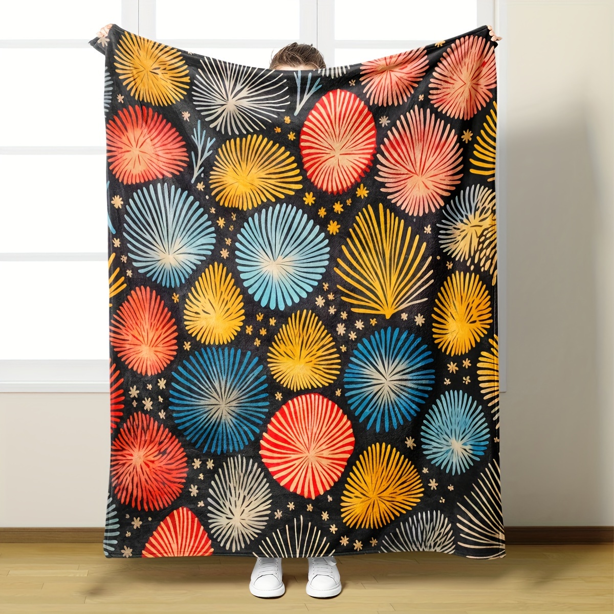 Cartoon Leaf Print Blanket Flannel Blanket Soft Warm Throw - Temu ...