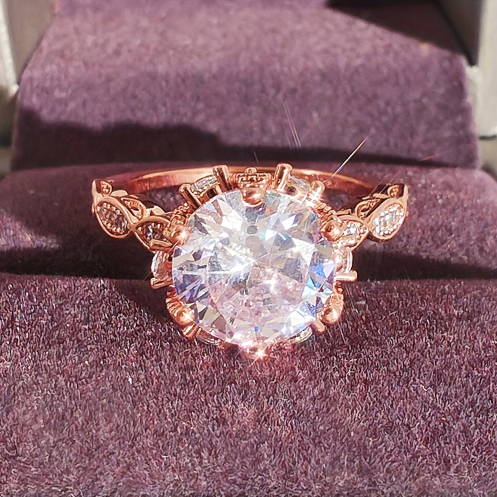 Luxury Promise Ring Inlaid Shining Zircon Flower Shape - Temu United ...