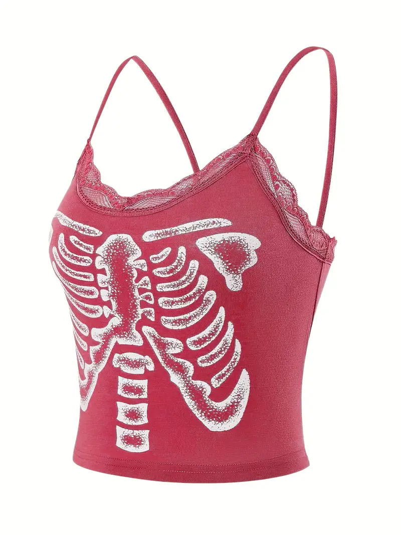 Graphic Print Crop Cami Top Y2k Casual Every Day Top For Summer