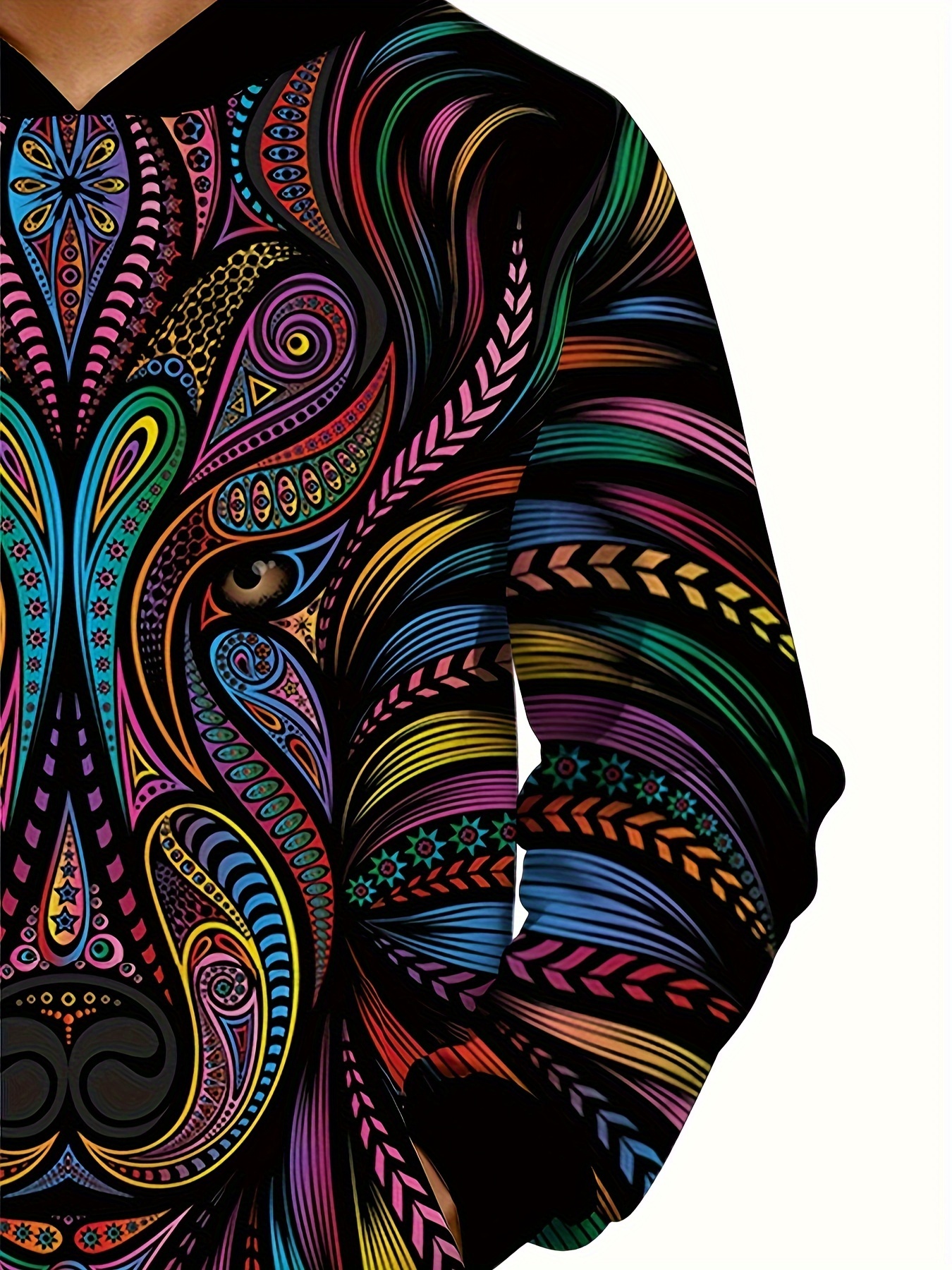 Plus Size Men's Ethnic Tribe Style Cool Lion Print Hoodies - Temu Australia