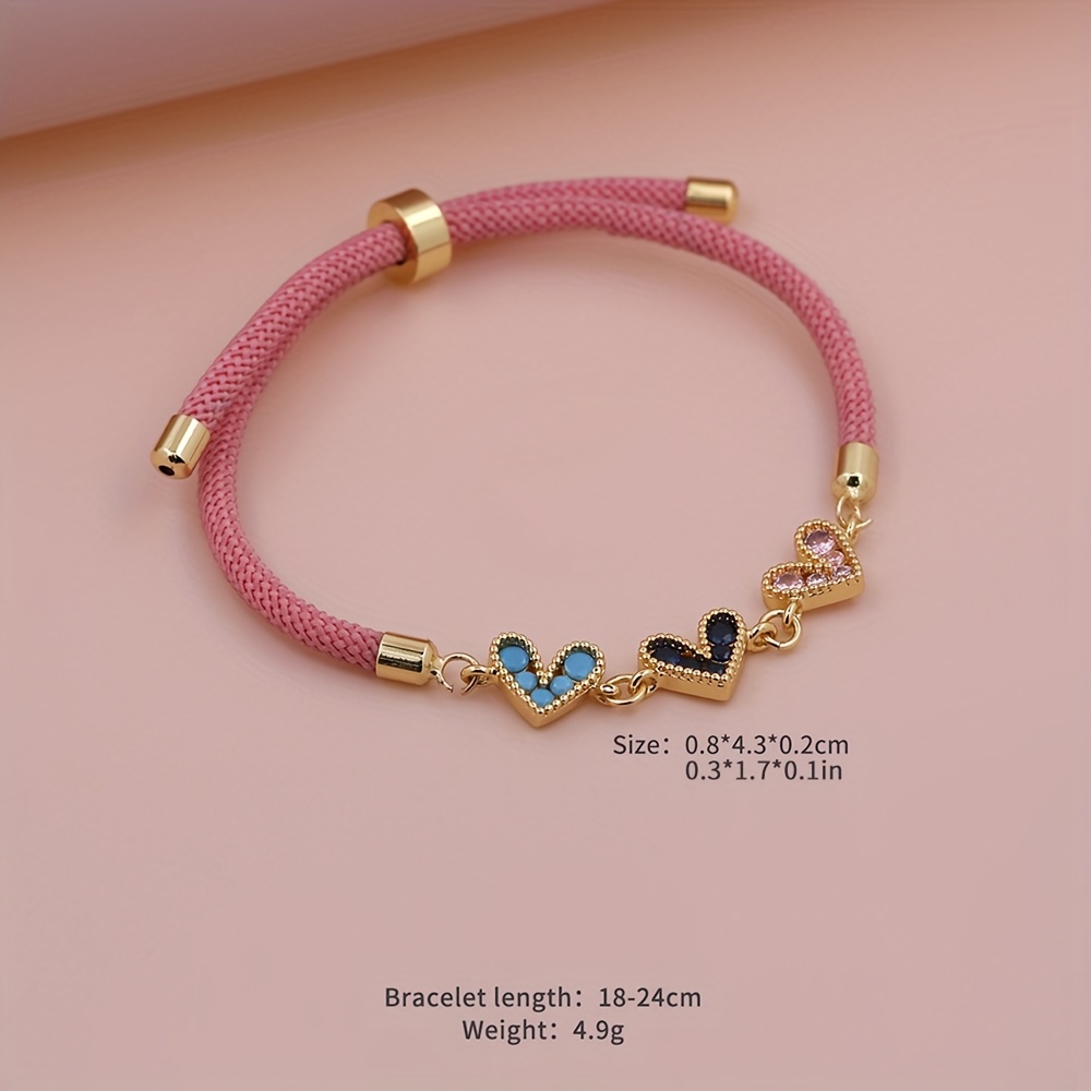 1pc Simple Golden Heart Red Braided Rope Bracelet Shining Cz - Temu Ireland