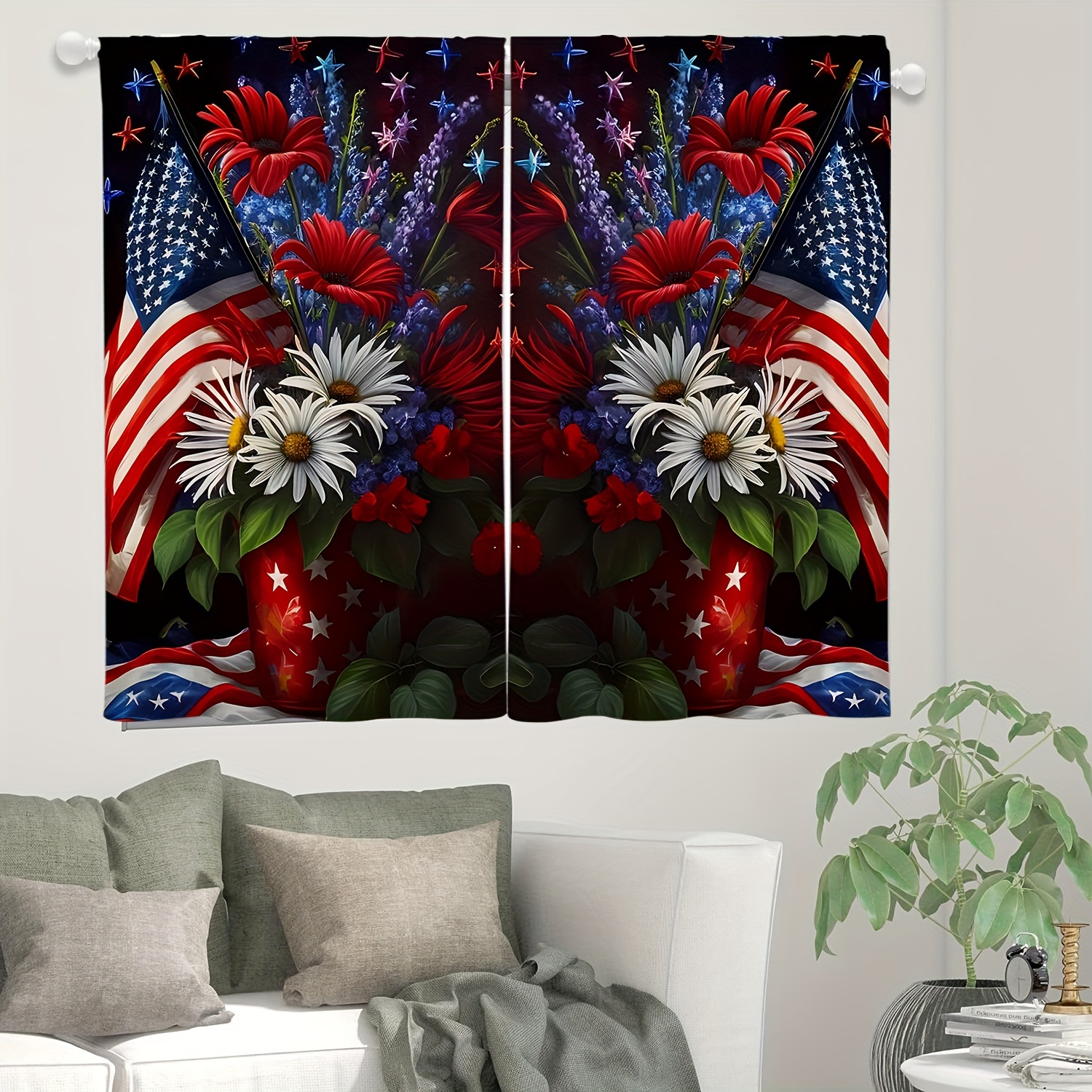 American Independence Day Flag Daisy Flower Printed Window - Temu Australia