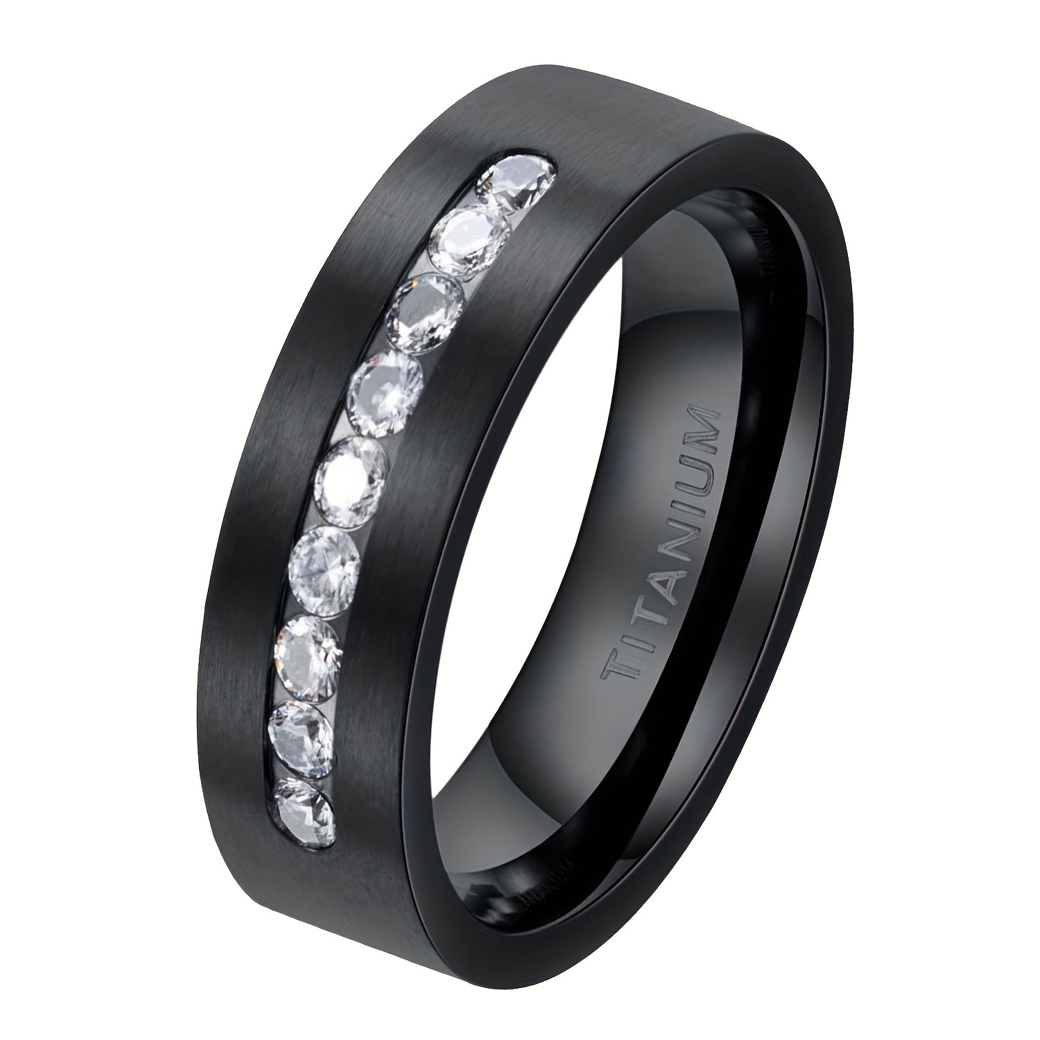 Chic Band Ring Made Titanium Paved A Row Shining Zirconia - Temu United ...