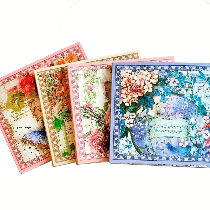 50枚 素材紙 蝶 植物と花 非粘着素材 紙装飾 コラージュ 素材計画 創造性 アート用品 Diy装飾裏紙 花海と会う Temu Japan