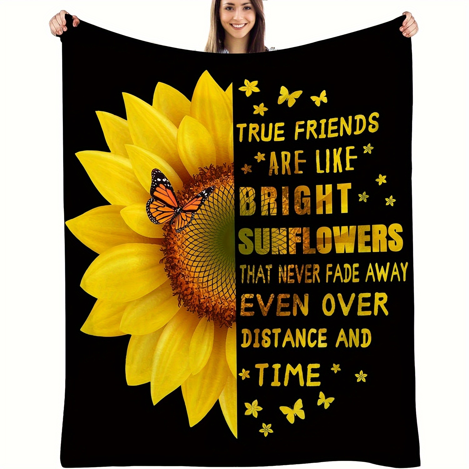 Sunflower Gift Ladies Sunflower Blanket Friend Butterfly - Temu United ...