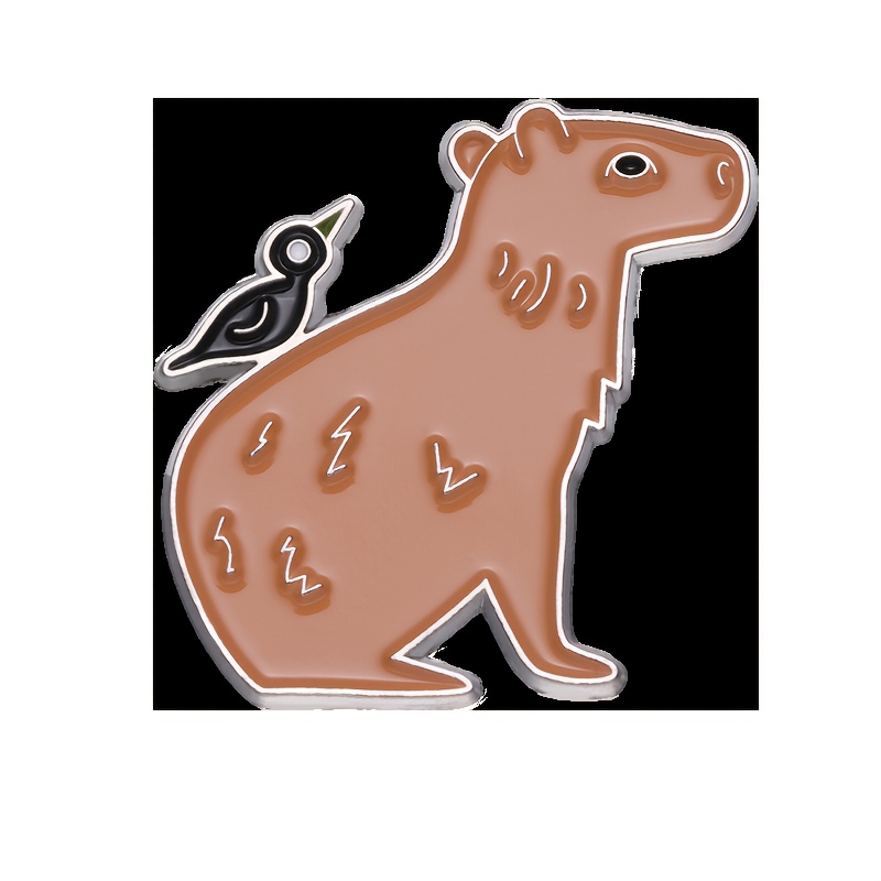 1 2pcs Cartoon Creative Capybara And Bird Brooch Clothing Accessories ...