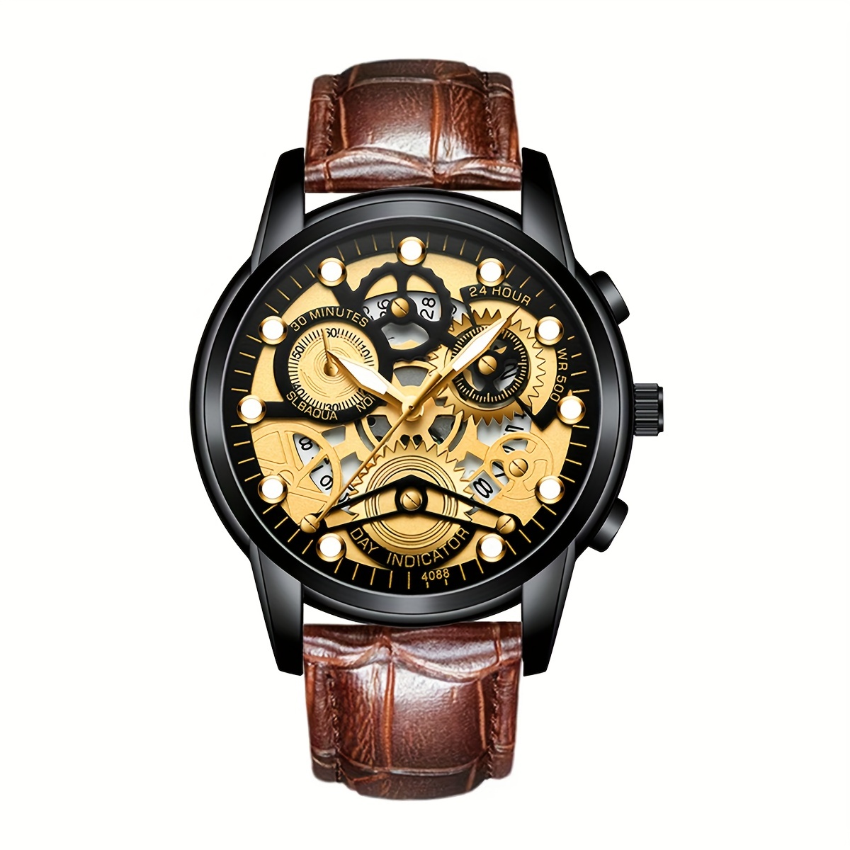 Men's Round Waterproof Luminous Quartz Wristwatch - Temu United Kingdom