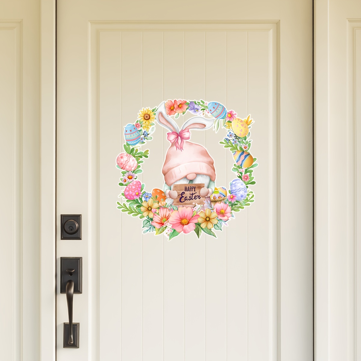 Flower Easter Decoration Cartoon Cute Bunny Door Sticker - Temu Australia