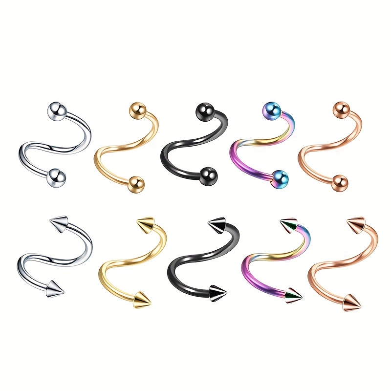 Twisted Hoop Earrings Nose Piercing Labret Eyebrow Lip Ring - Temu Canada