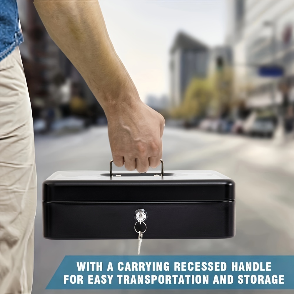 Metal Cash Box Portable - Pink Metal Money Organizer With 5 Coin Trays ...