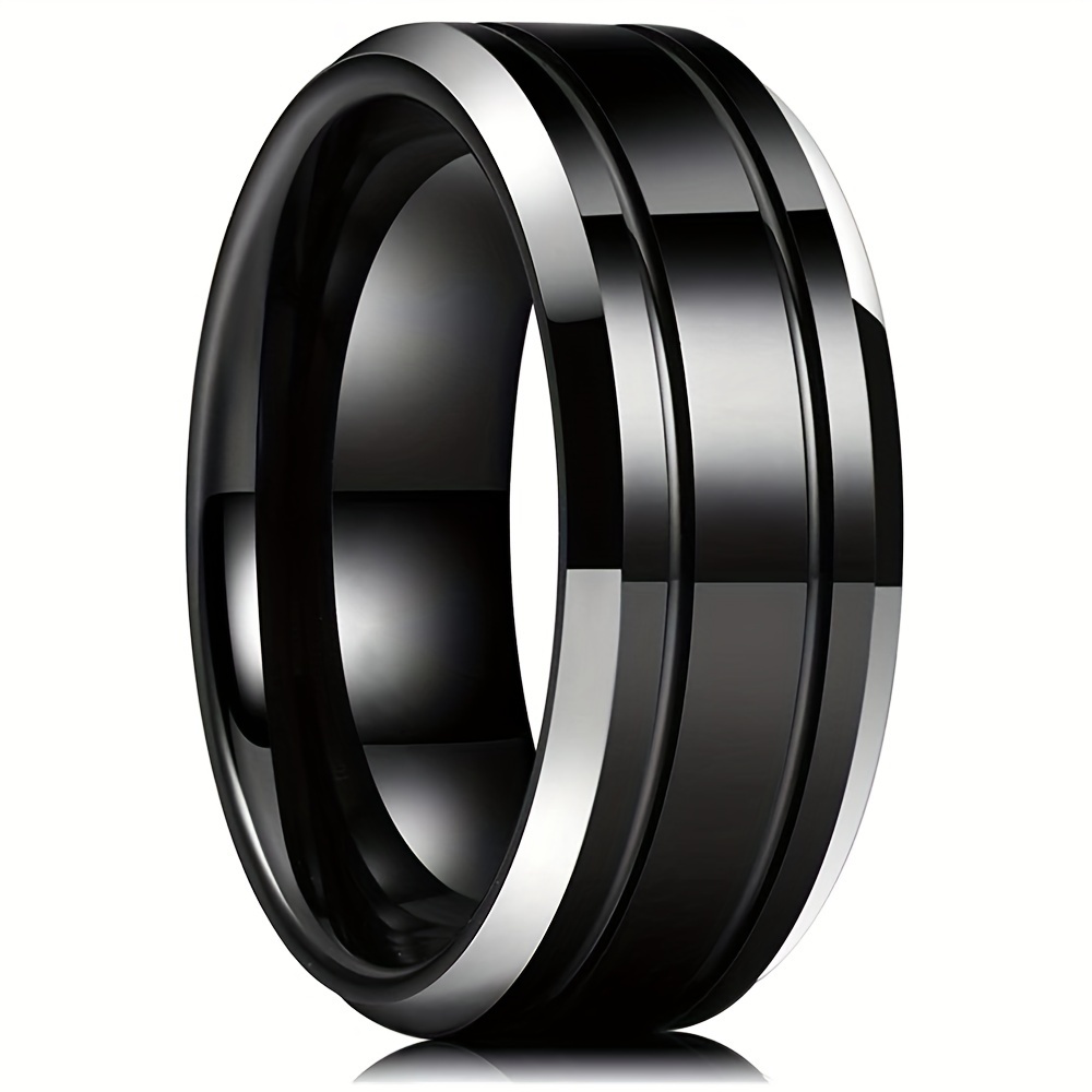 Stylish Men's Ring Stainless Steel Polished Bevelled Edge - Temu United ...