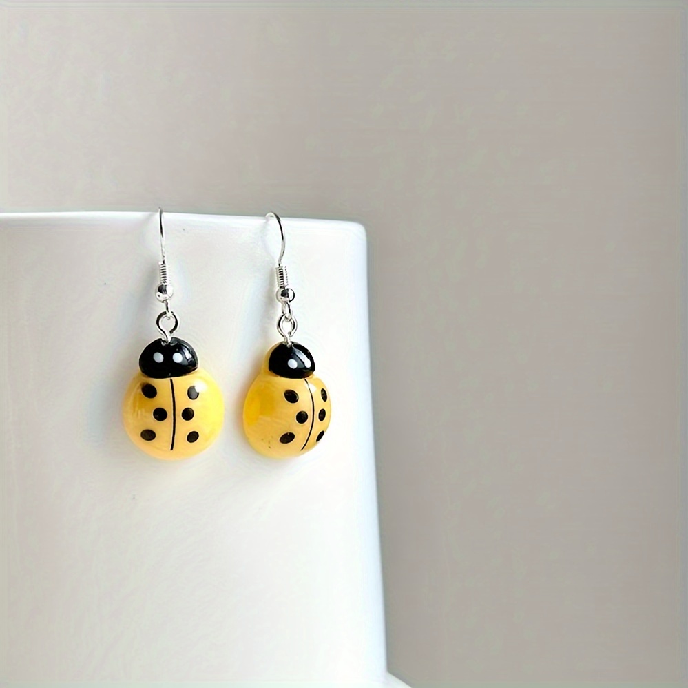 Red Ladybug Dangle Earrings Resin Simulated Cartoon Drop - Temu United ...