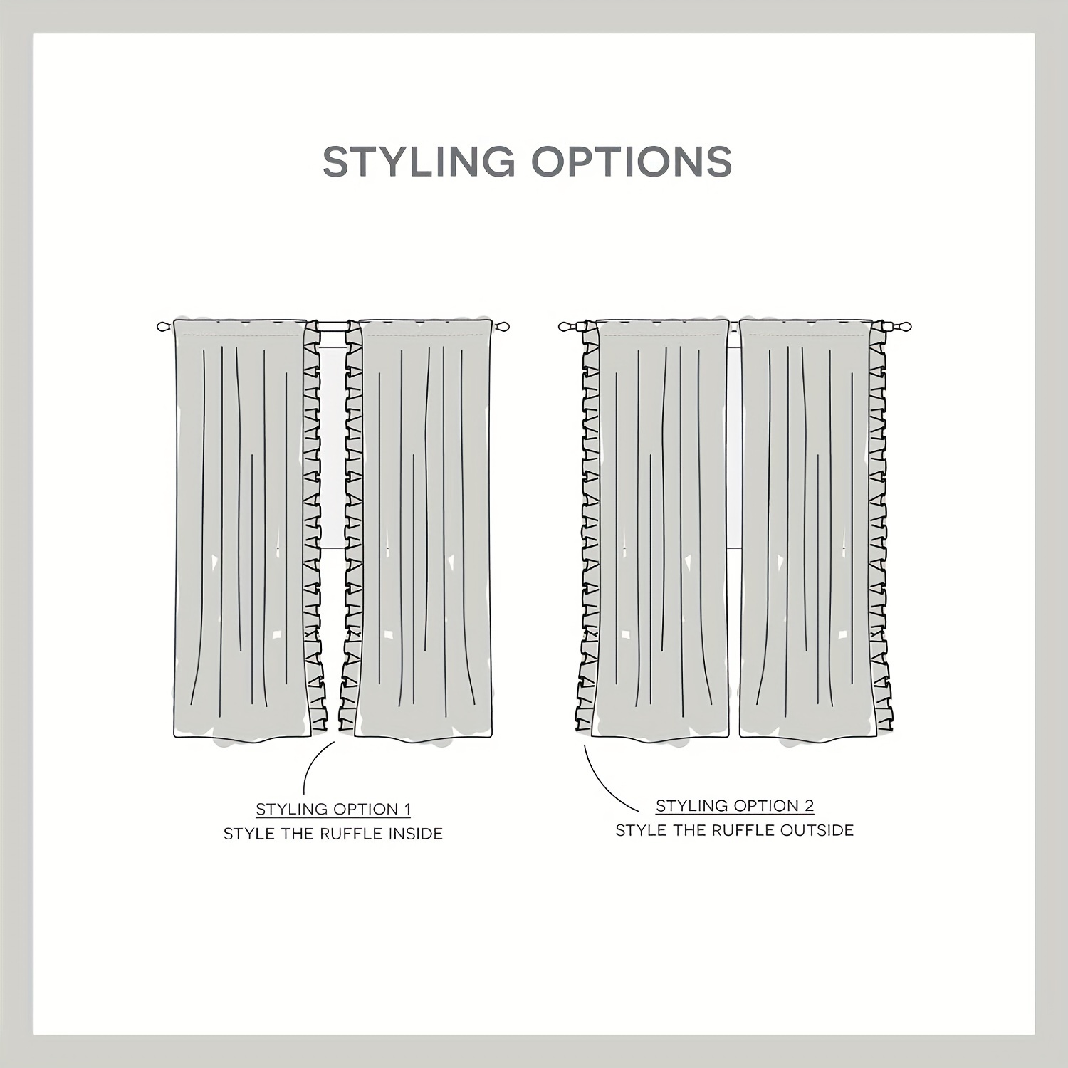 1 Panel Semi sheer Window Curtain Ruffle Light Filtering Rod - Temu