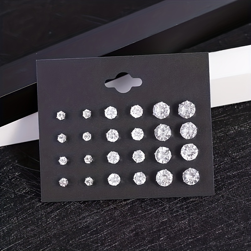Zirconia Decor Stud Earrings Set Simple - Temu Denmark