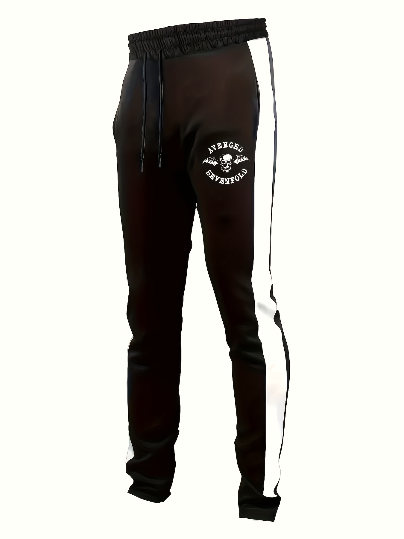 Skull Print Drawstring Color Block Sweatpants Loose Fit - Temu New Zealand
