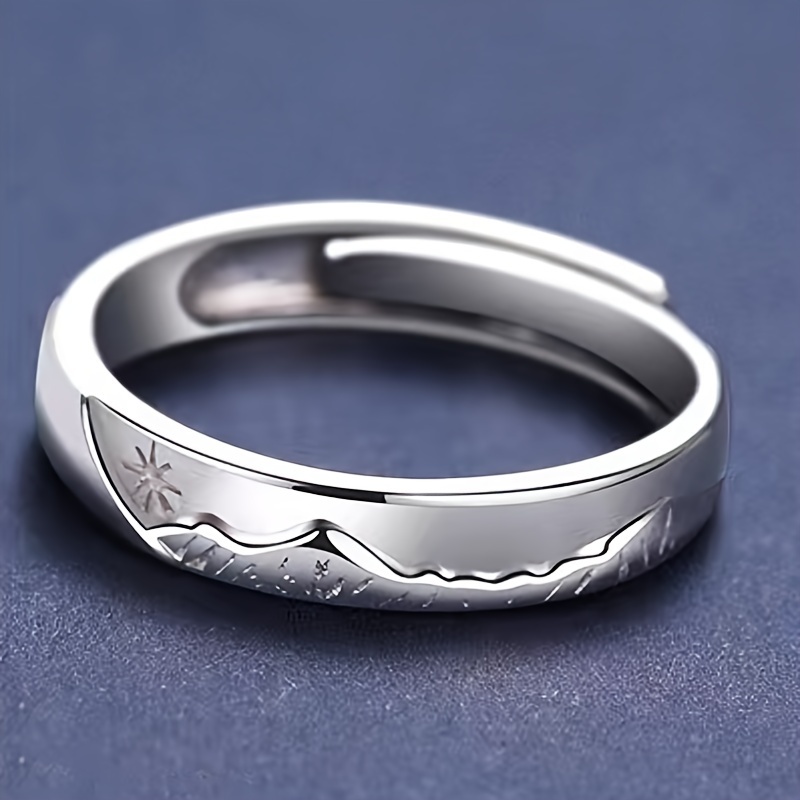 Fashion Mountain Sun Pattern Ring Couple Ring Copper Open - Temu Ireland