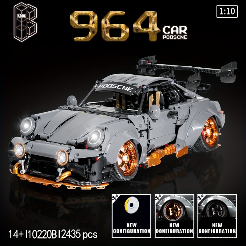 Cement Gray 964 Low Sports Car Assembly Car Building Blocks Toy High ...