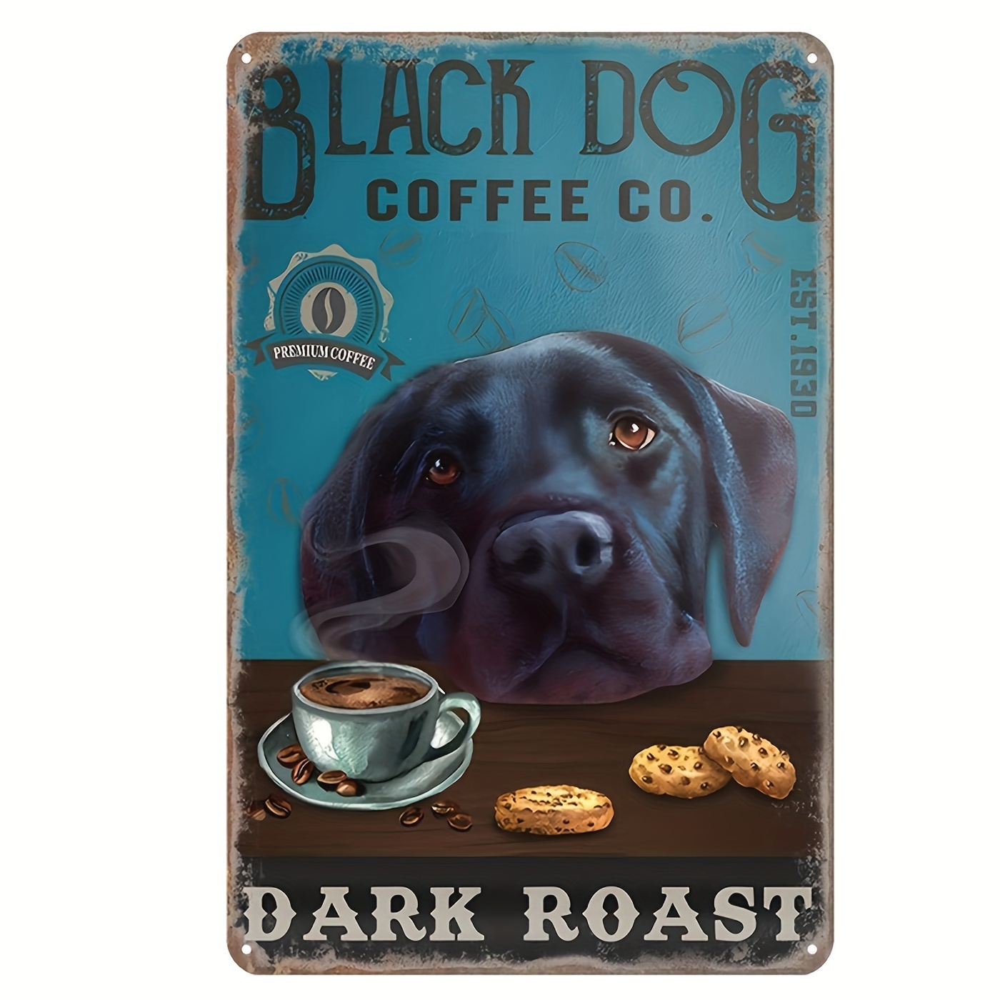 Retro Metal Sign Labrador Retriever Dog Dark Roast Rustic - Temu Australia