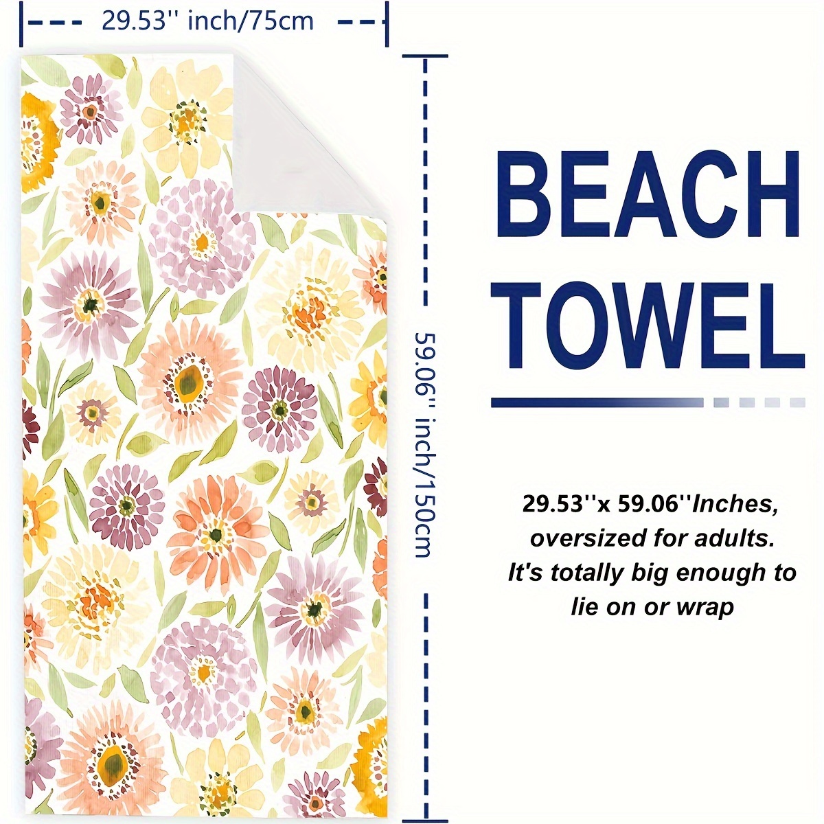 Flower Pattern Microfiber Beach Towel Extra Large Soft - Temu Philippines
