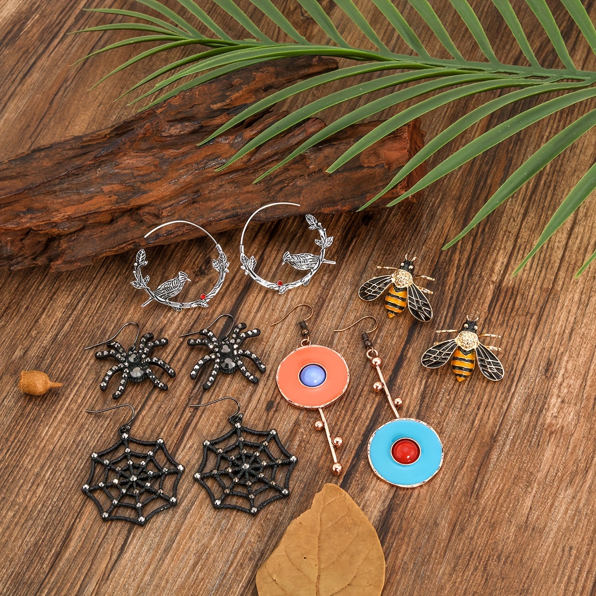 Gothic Cool Geometric Earrings Spider Web/bee/bird Design - Temu Australia