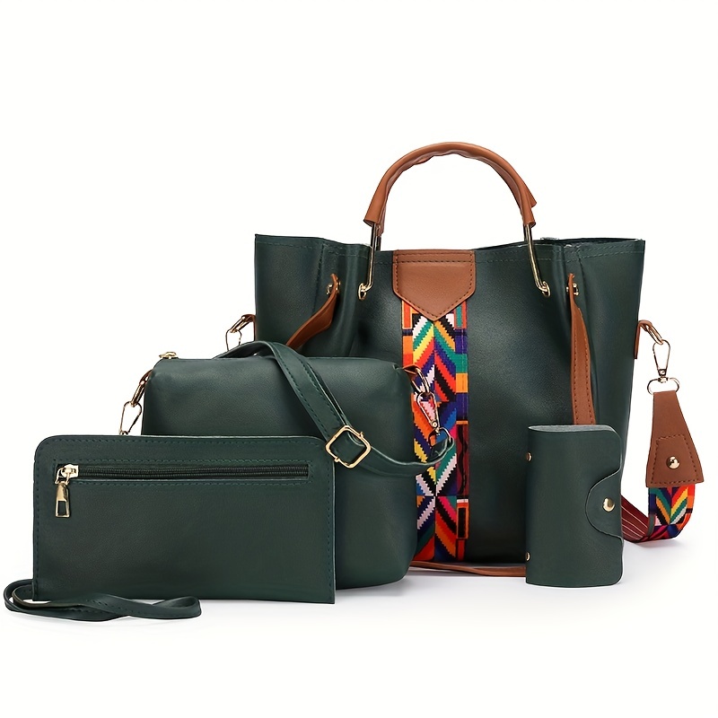 Trendy Color Collision Tote Bag Set Portable match Shoulder - Temu ...