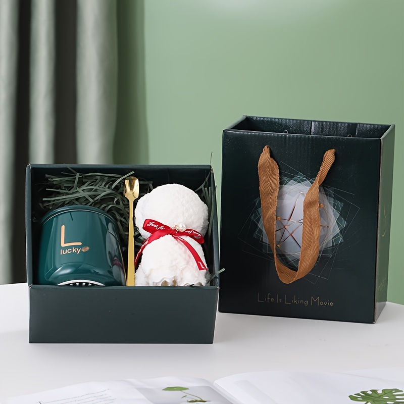 Lucky Coffee Mug Bear Towel Ceramic Coffee Cup Set Christmas - Temu ...