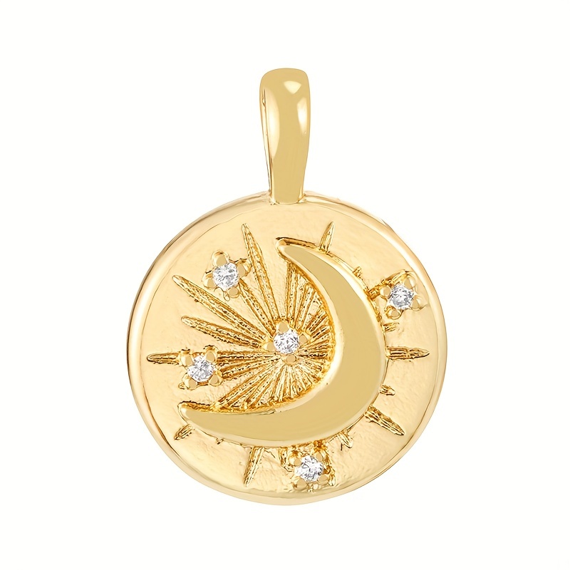 exquisite copper inlaid zircon charms round moon tooth star - Temu New ...