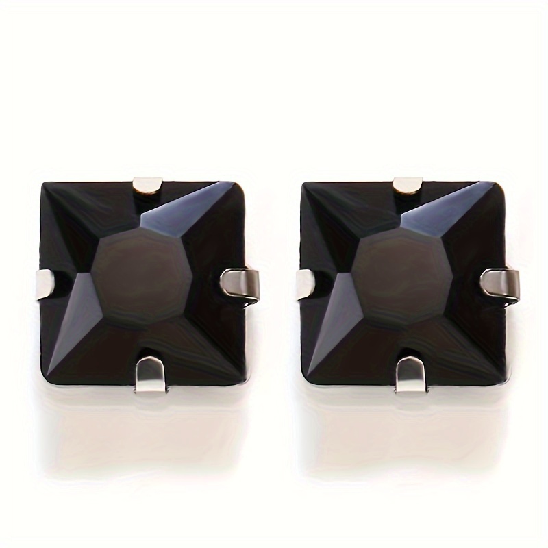 Round Square Synthetic Cubic Zirconia Stud Earrings Fashion - Temu Ireland