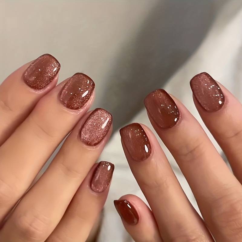 Press On Nails Short Square Acrylic False Nails Temu