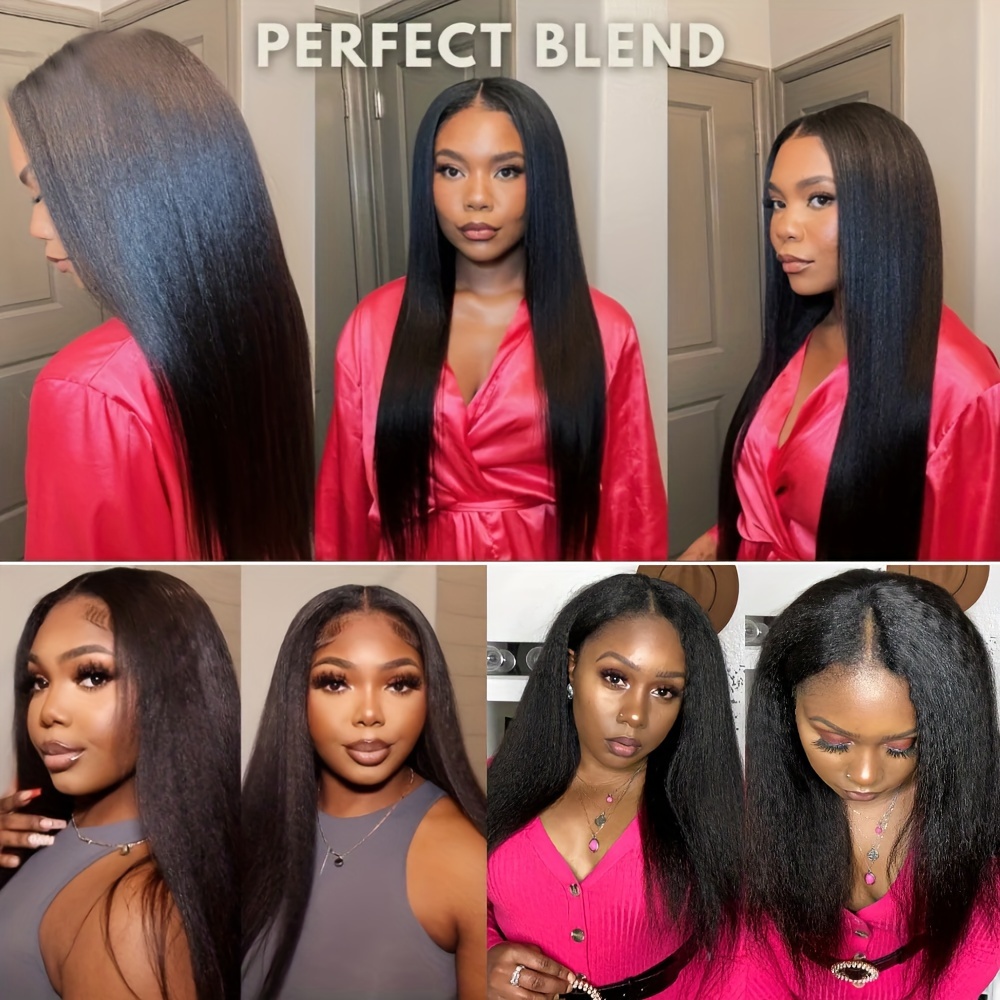 V Part Wig 100% Human Hair Straight No Leave Glueless - Temu