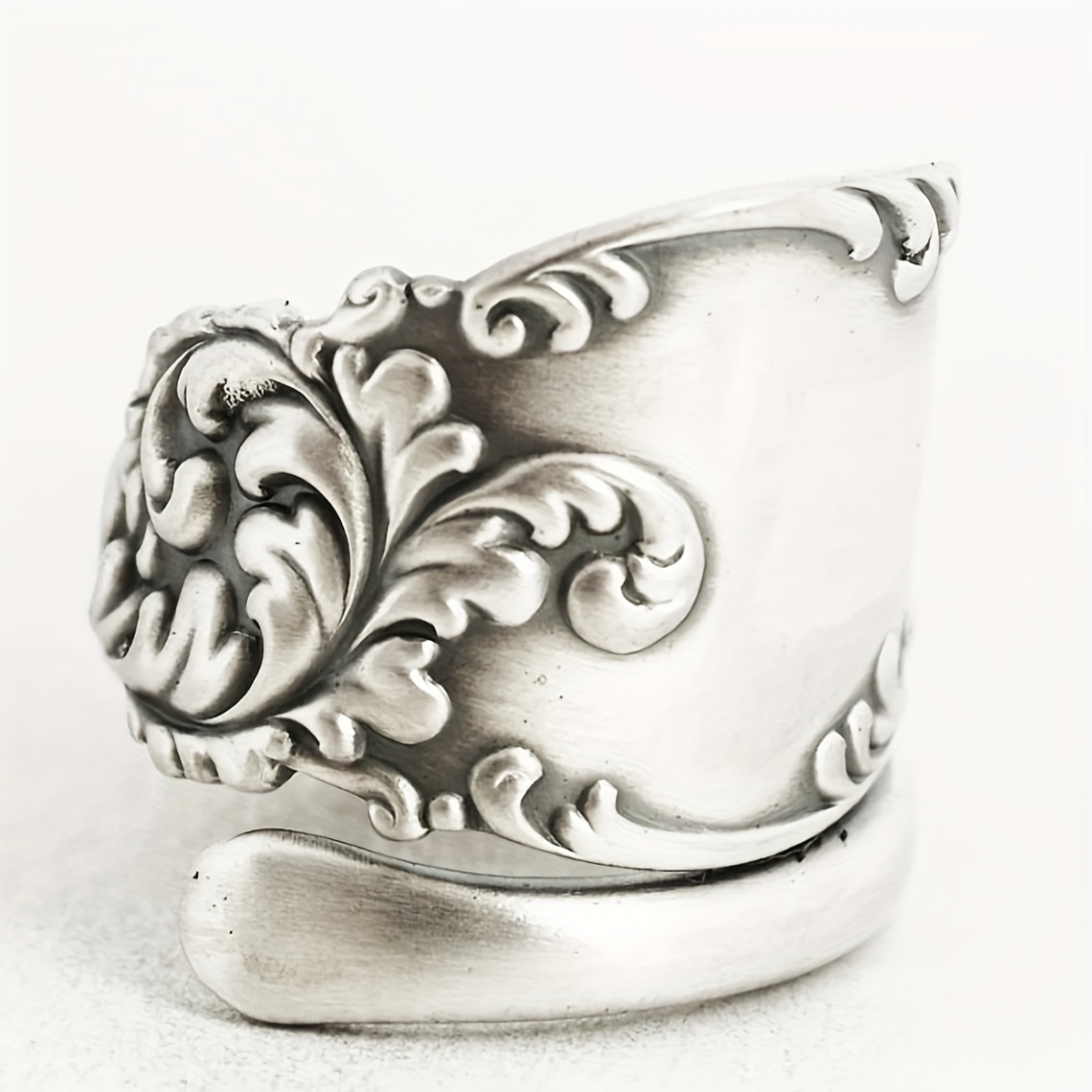 Vintage Spoon Ring Dainty Tide Carving Band Highlight - Temu United Kingdom