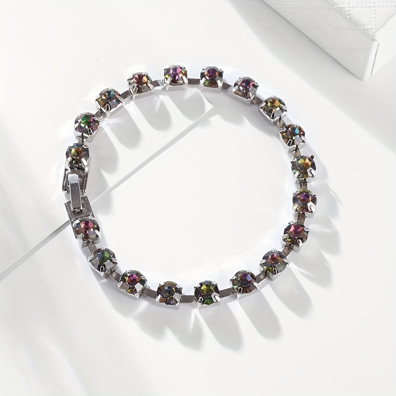 Exquisite Shiny Rainbow Crystal Rhinestone Tennis Bracelet - Temu Ireland