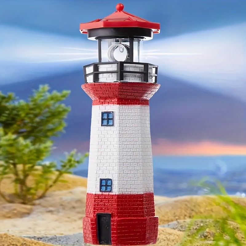 Resin Crafted Solar Rotary Lighthouse Led Lamp Garden - Temu Australia