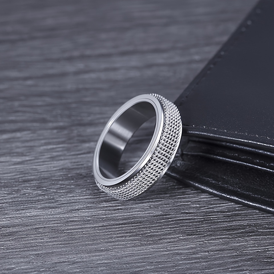 Men's Simple Silvery Black Woven Mesh Ring Vintage Zinc - Temu Denmark