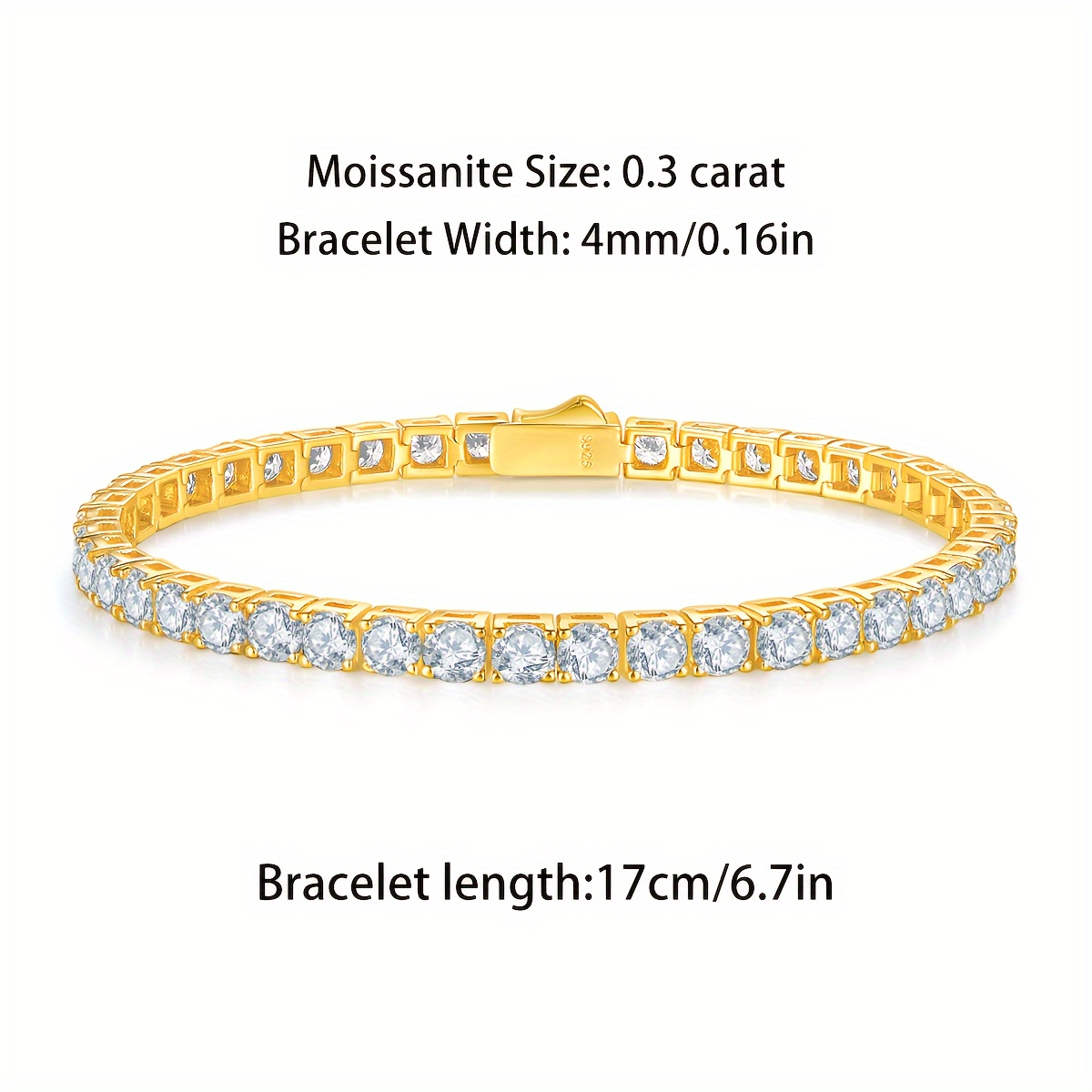 S925 Moissanite Golden Tennis Bracelet /men - Temu United Kingdom