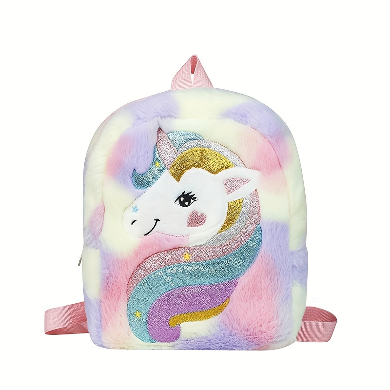 Kawaii Colorful Plush Cartoon Unicorn Backpack For Children - Temu New ...