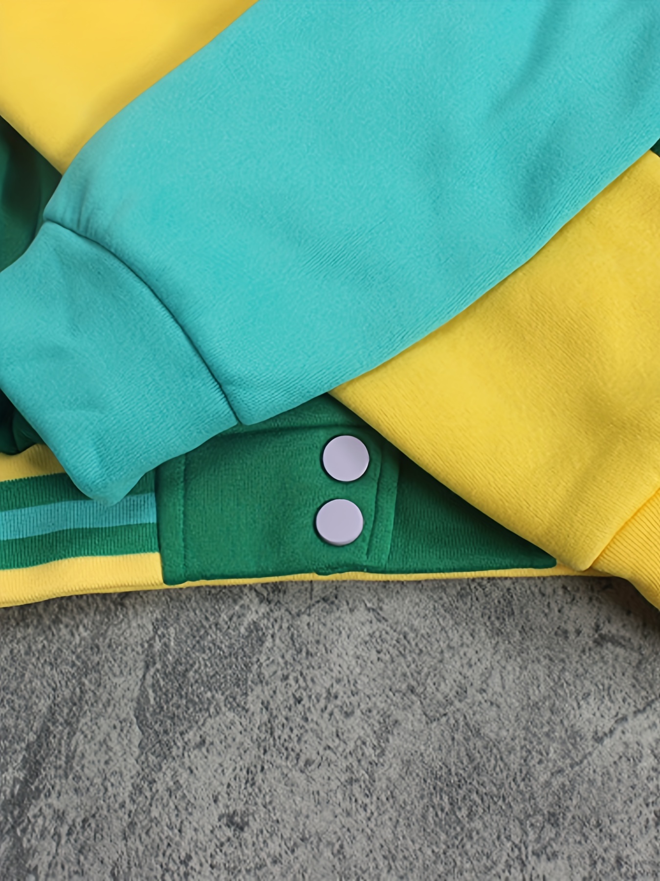 Letter Pattern Color Block Varsity Jacket Casual Button - Temu