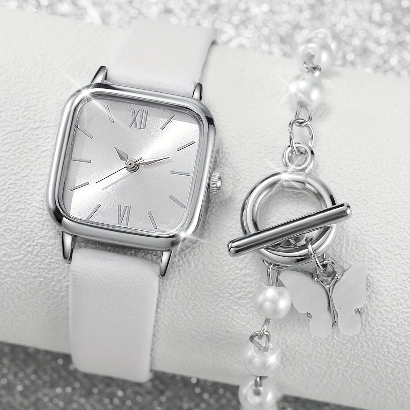 Casual Square Pointer Quartz Watch Rome Fashion Analog Pu Leather ...