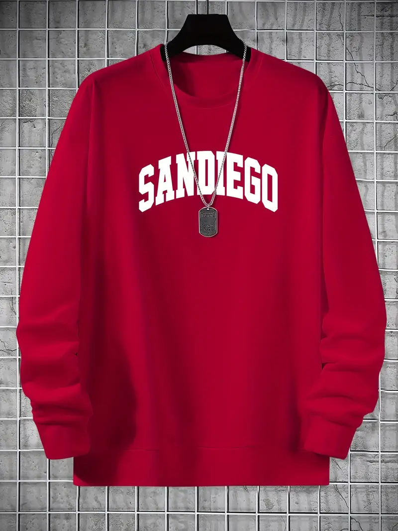 Letter Print Pullover Sweatshirt Casual Long Sleeve Crew Temu Australia