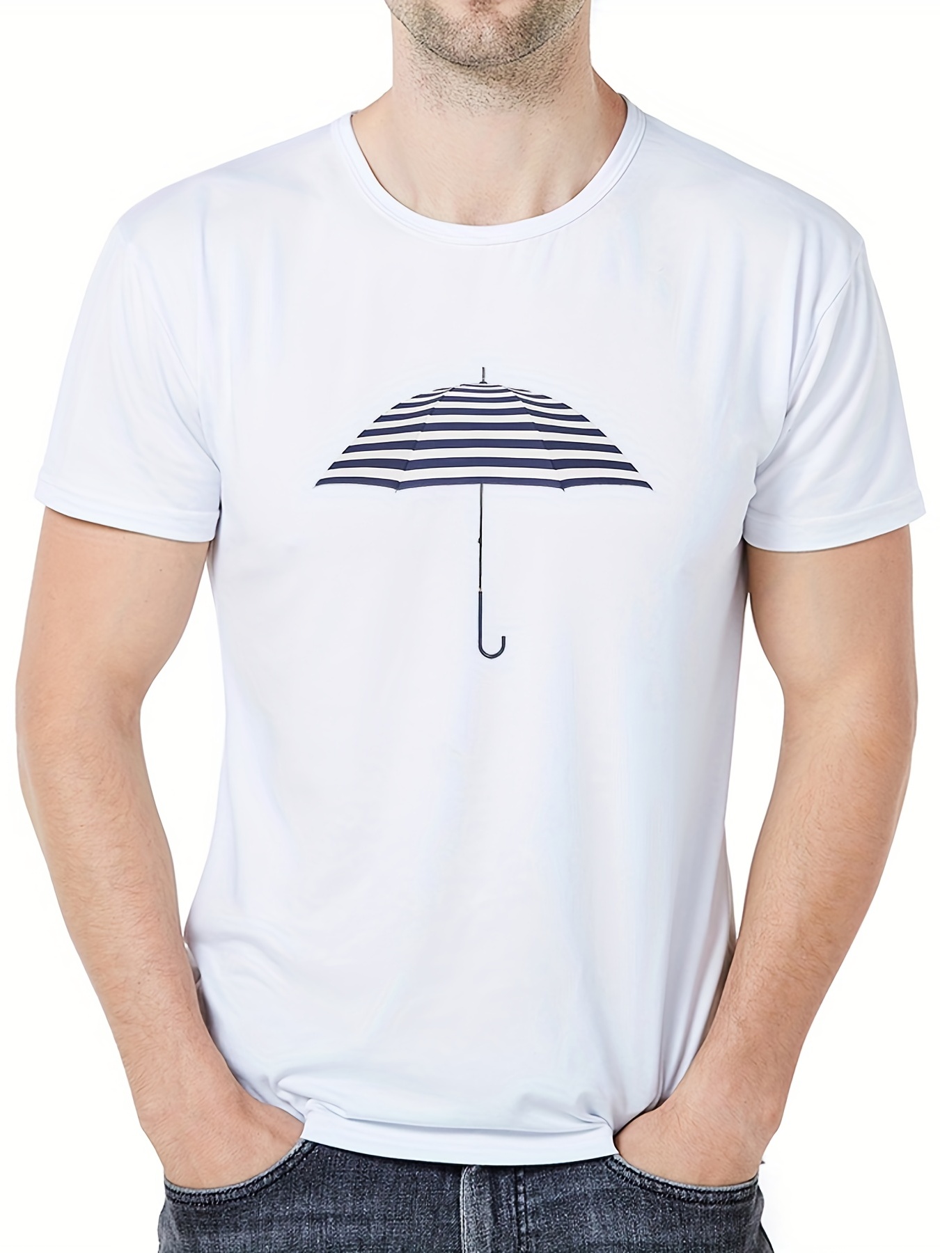 Umbrella Round Neck Graphic T Shirts Causal Tees Short Sleeves Tops Mens Trendy Clothing ...