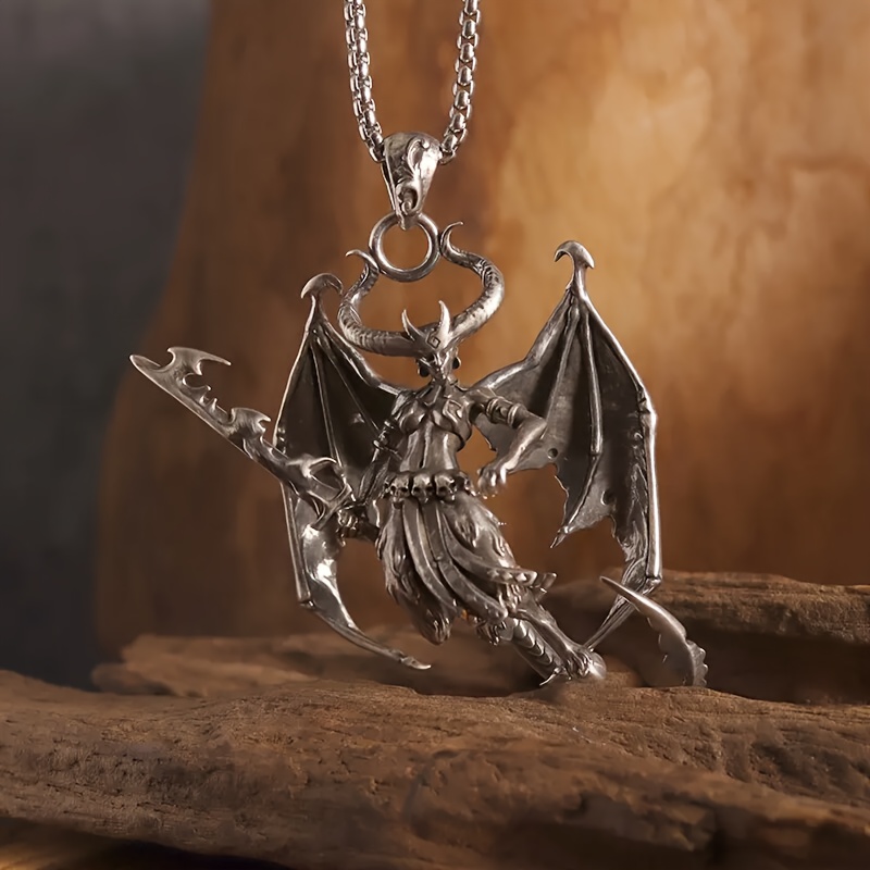 Gothic Bat Wings Ghost Pendant Devil Grip Sword Necklace - Temu Ireland