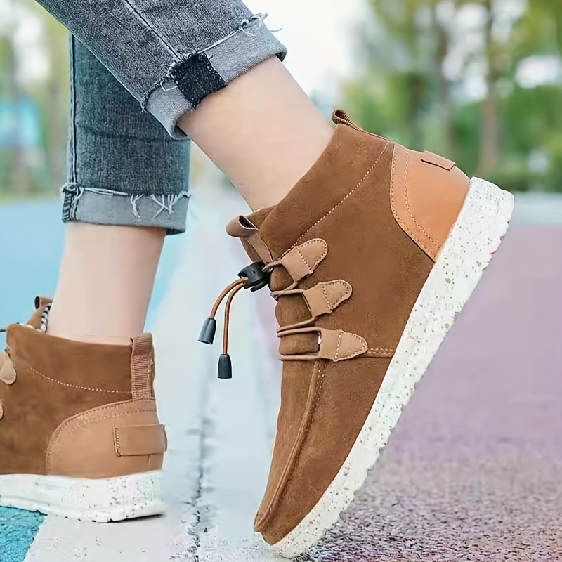 Botas Nieve Forro Felpa Mujer Botines Planos Punta Redonda - Temu Mexico