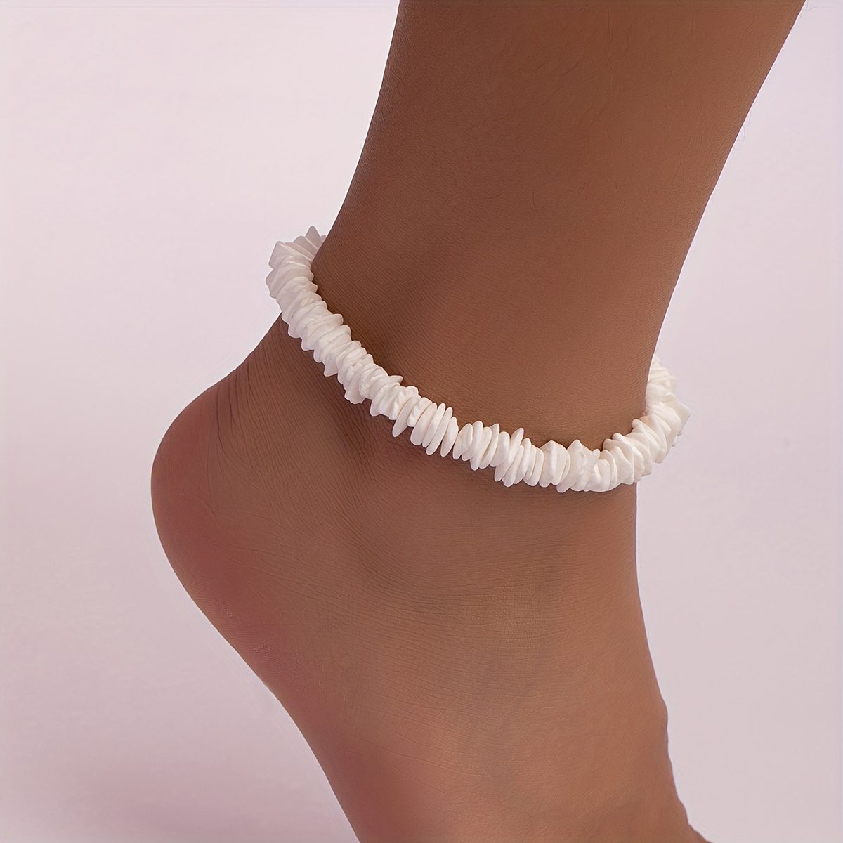 Square Shell Crushed Stone Beaded Anklet Western Style Ankle - Temu ...