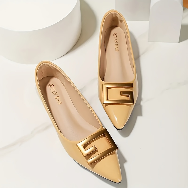 Women's G Buckle Decor Flats Fashion Solid Color Pointed Toe - Temu ...